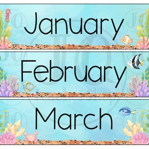 Printable Classroom Calendar, Ocean Theme Classroom, Classroom Decor ...
