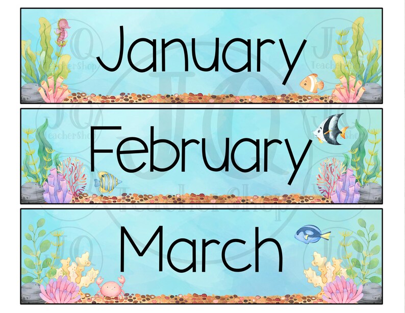 Printable Classroom Calendar Ocean Theme Classroom Classroom - Etsy