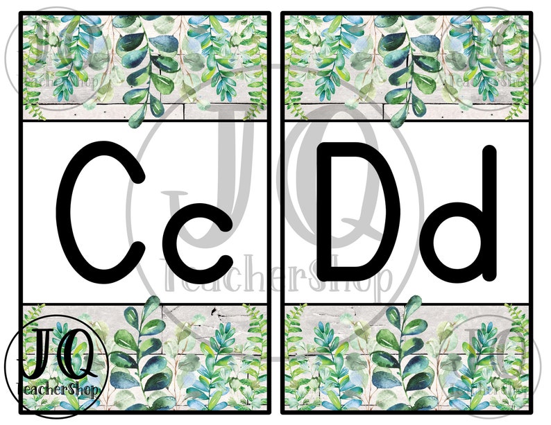 Printable Alphabet Cards, Classroom Decor, Greenery Theme, Nature Theme ...