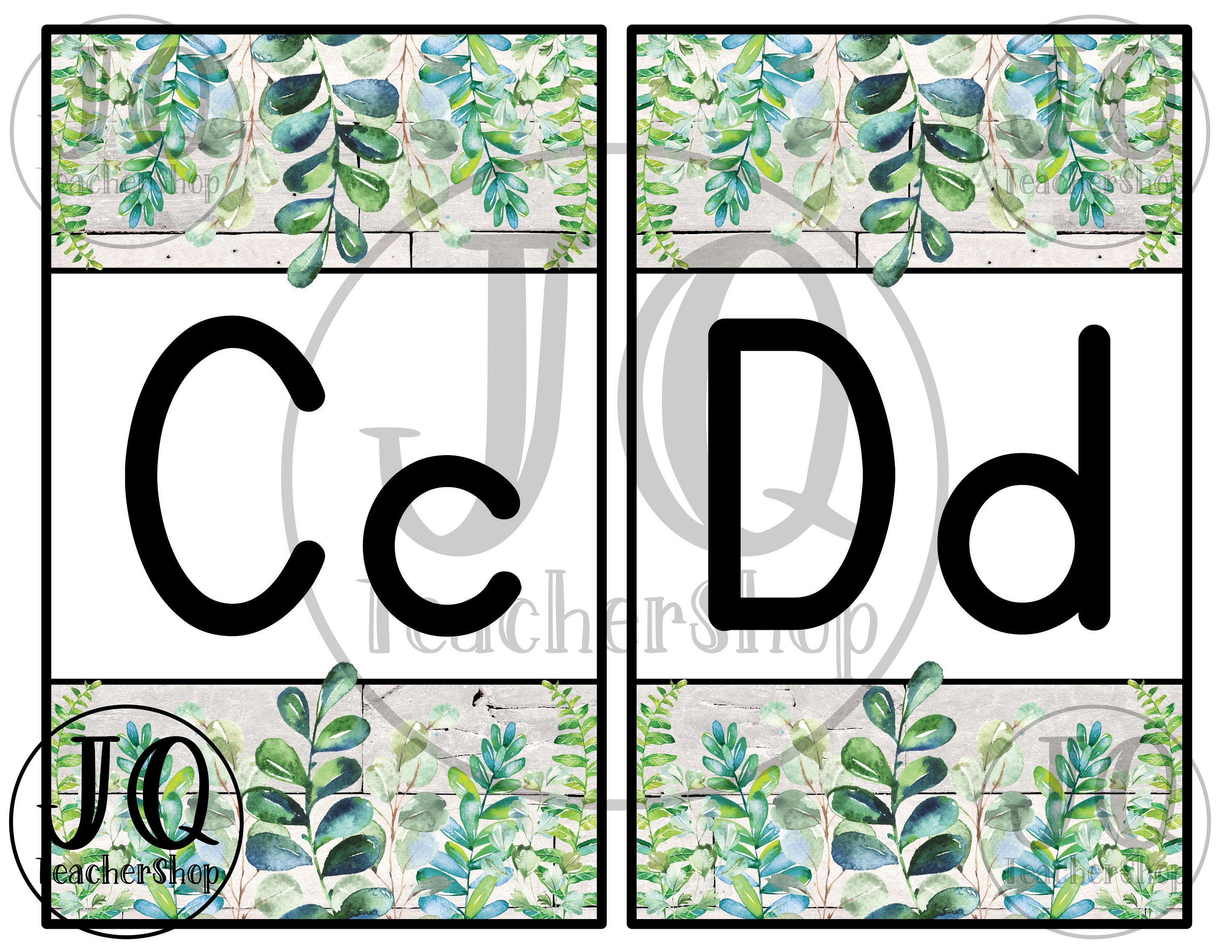 Printable Alphabet Cards, Classroom Decor, Greenery Theme, Nature Theme ...