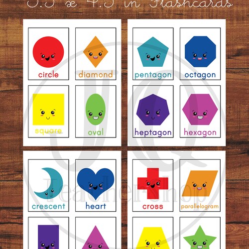 2D Shapes Flashcards Printable Flash Card for Babies & Kids - Etsy