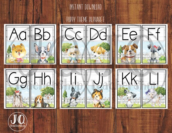 Printable Puppy Theme Alphabet Wall Posters Classroom Decor - Etsy