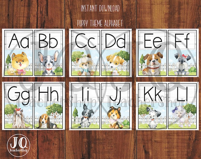 Printable Puppy Theme Alphabet Wall Posters Classroom Decor - Etsy