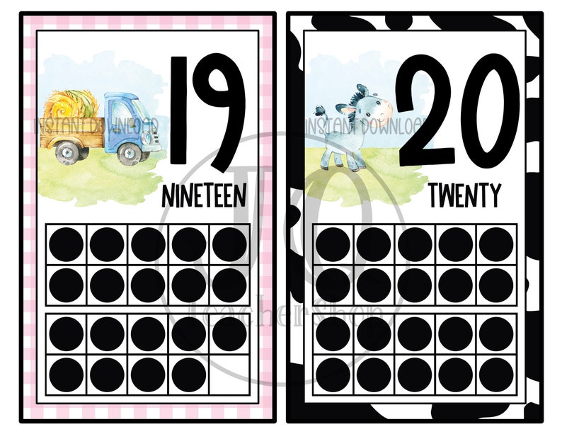Printable Farm Theme Numbers, Tens Frame, Farm Theme Classroom Decor ...