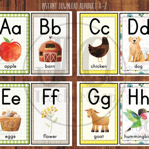 Printable Farm Theme Alphabet Wall Posters Classroom Decor - Etsy