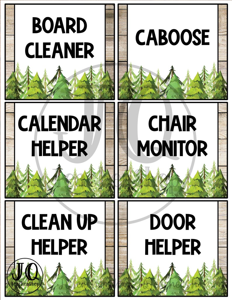Printable Woodland Theme Classroom Decor, Classroom Jobs, Forest Theme ...
