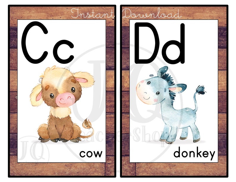 Printable Farm Theme Alphabet Wall Posters Classroom Decor - Etsy