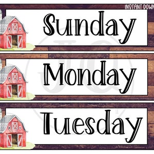 Printable Classroom Calendar, Farm Theme Calendar Set, Classroom Decor ...