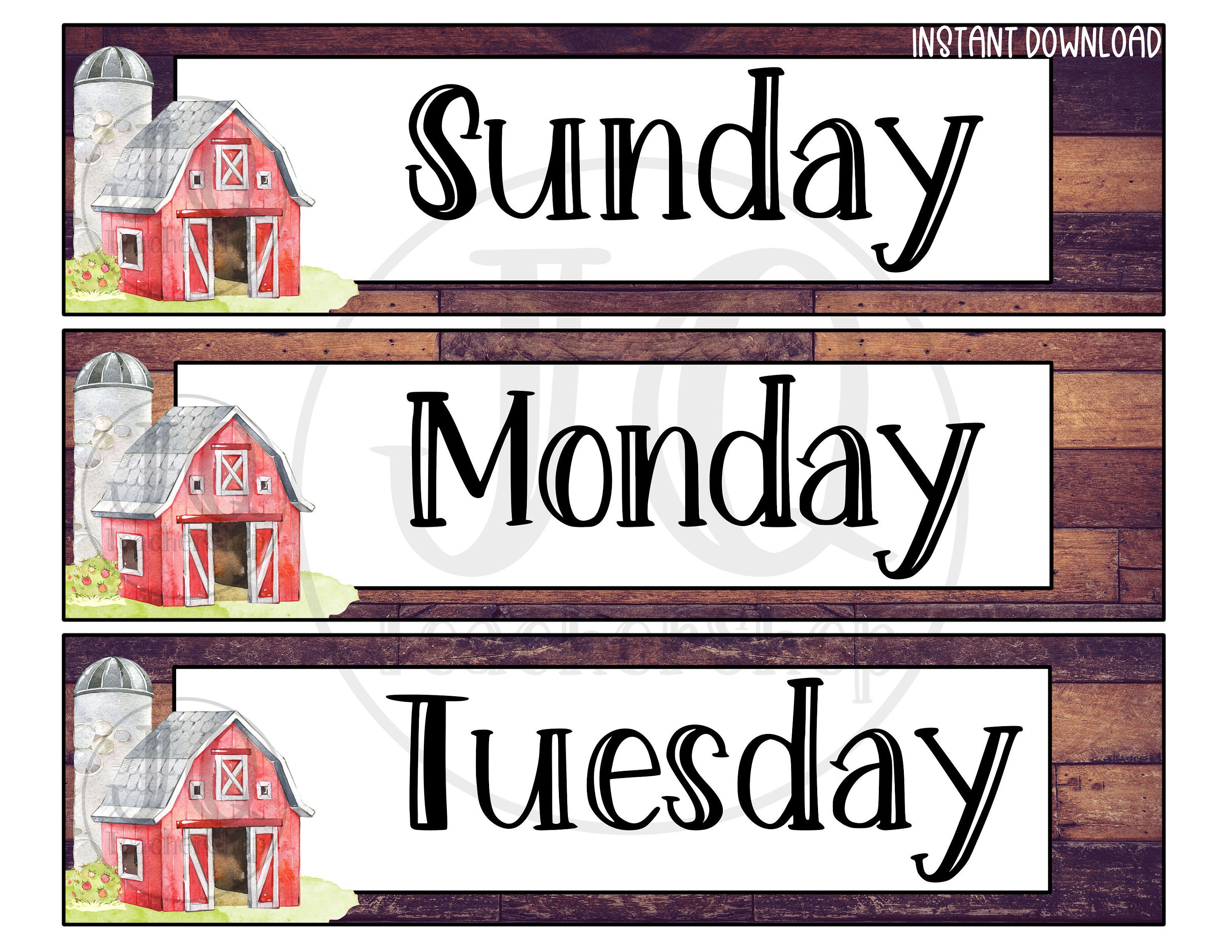 Printable Classroom Calendar Farm Theme Calendar Set - Etsy