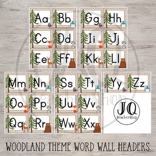 Printable Woodland Theme Alphabet Wall Posters Classroom - Etsy