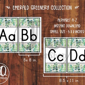 Printable Alphabet Cards, Classroom Decor, Greenery Theme, Nature Theme ...
