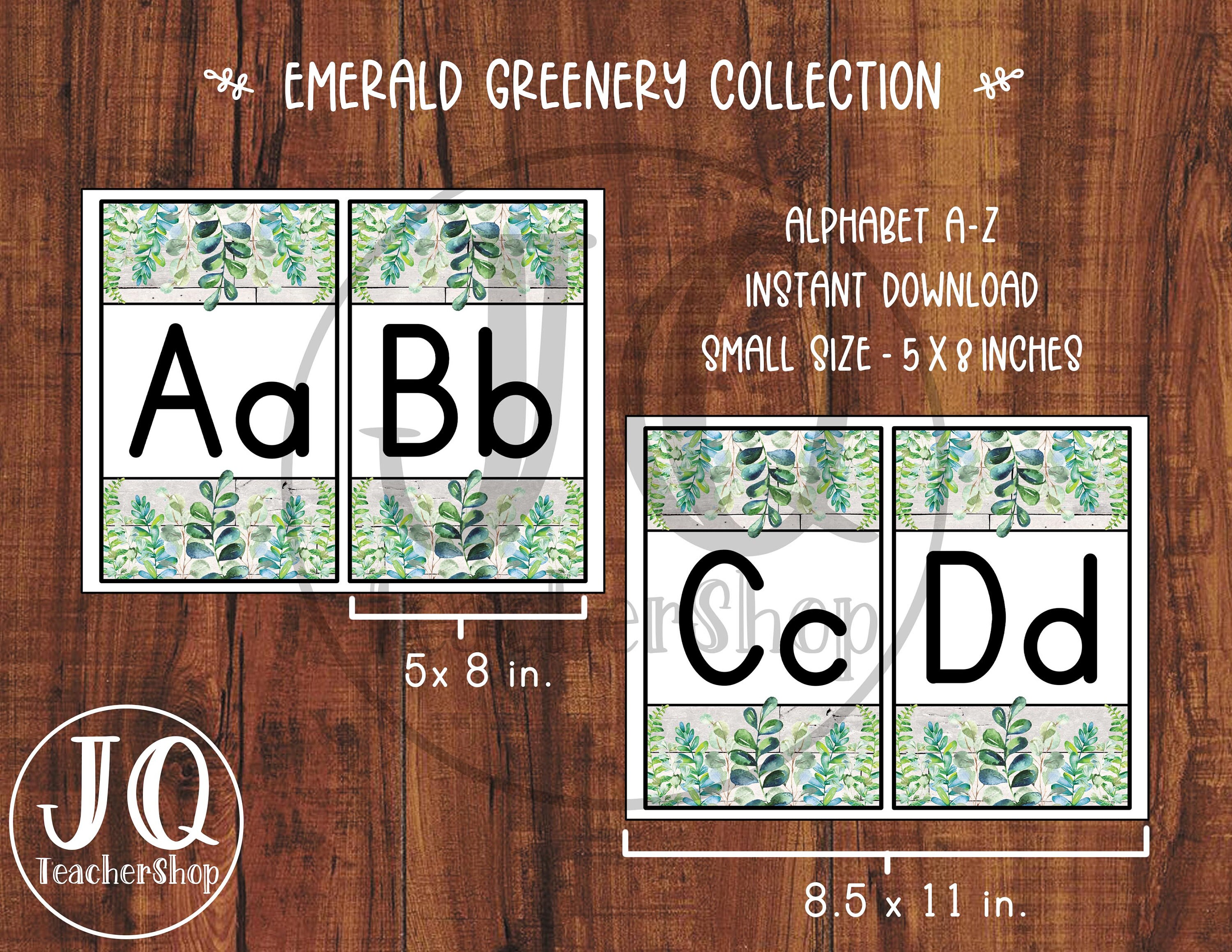 Printable Alphabet Cards, Classroom Decor, Greenery Theme, Nature Theme ...