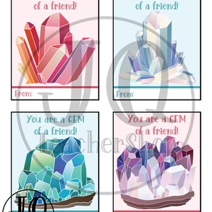 Printable Valentine's Day, You're a Gem of a Friend, Class Valentine's ...