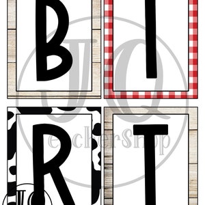 Printable, Farm Theme Birthday Display, Farm Theme Classroom Birthday ...