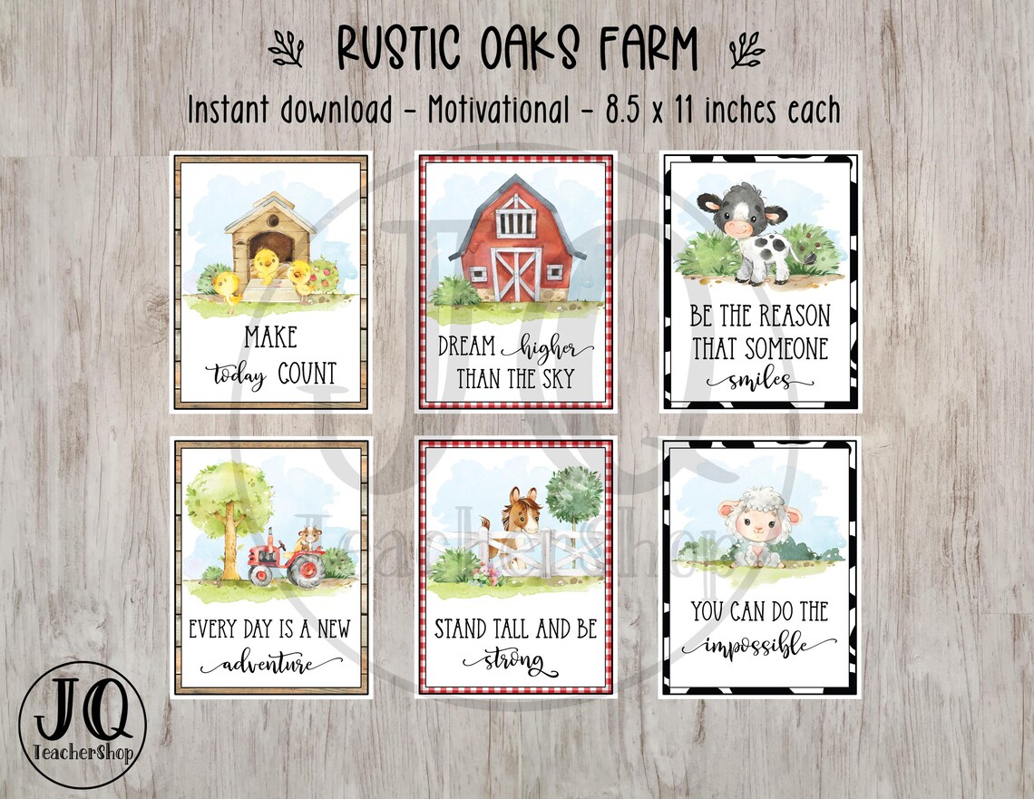 Printable Motivational Farm Theme Classroom Posters, Instant Download ...