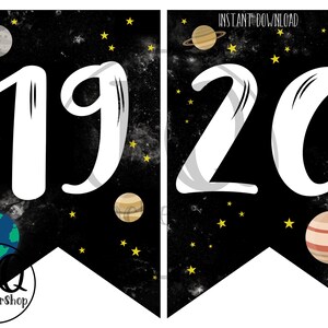Printable Space Theme Banner, Full Alphabet and Numbers, Classroom ...