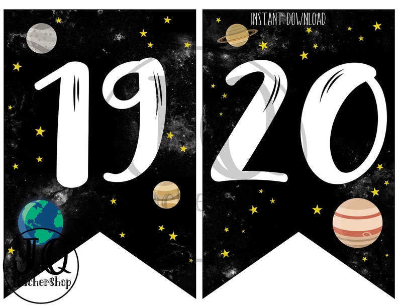 Printable Space Theme Banner, Full Alphabet and Numbers, Classroom ...