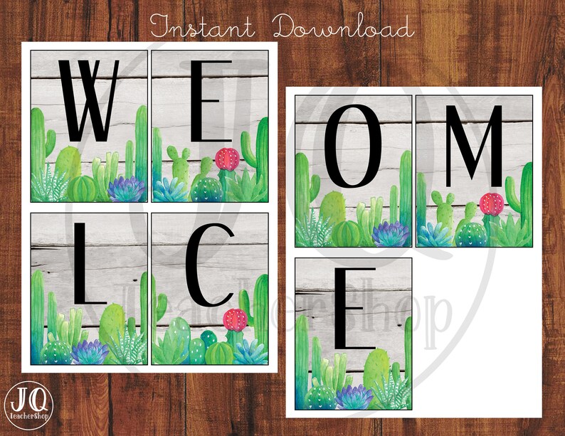 Printable Small Welcome Cactus Theme Banner Cactus Theme | Etsy