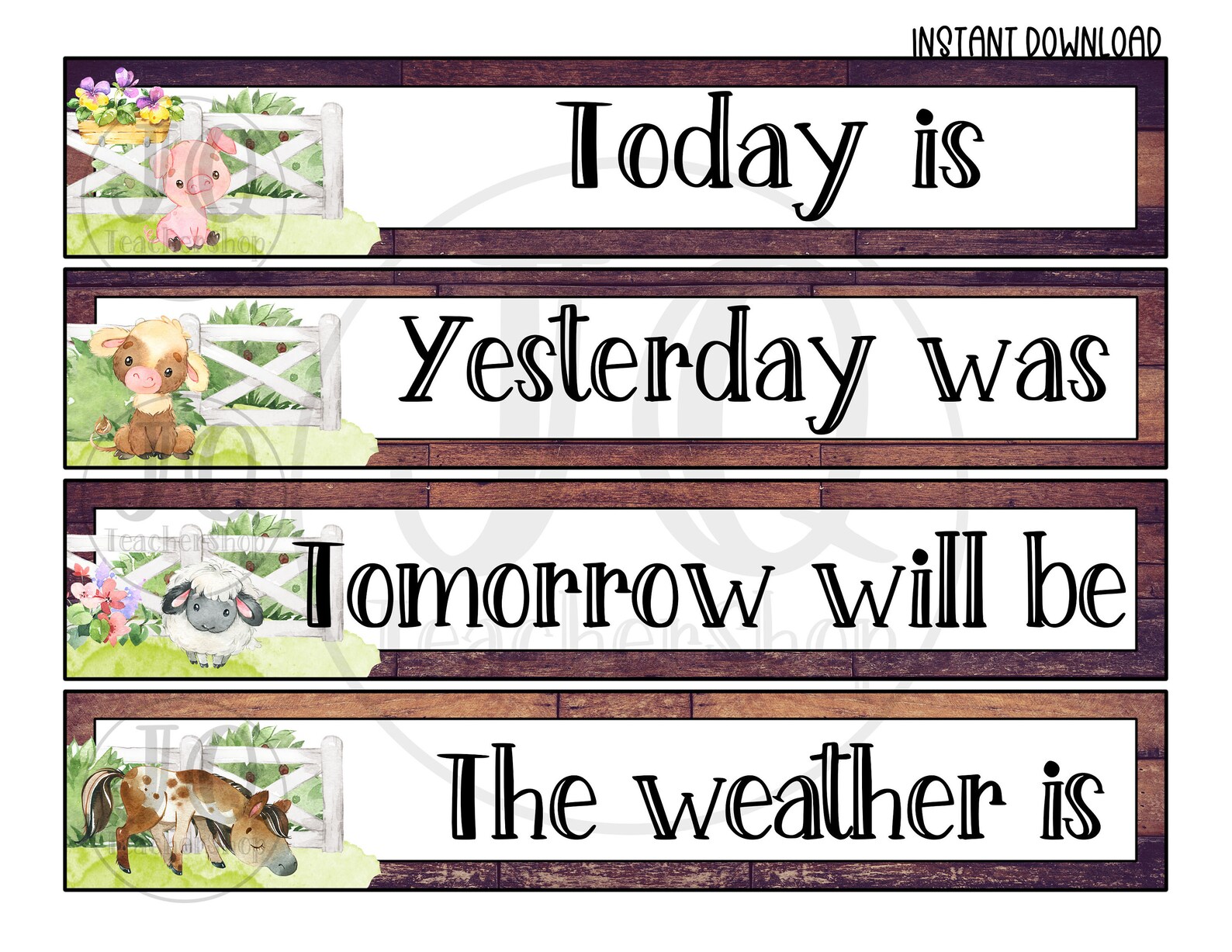 Printable Classroom Calendar Farm Theme Calendar Set - Etsy