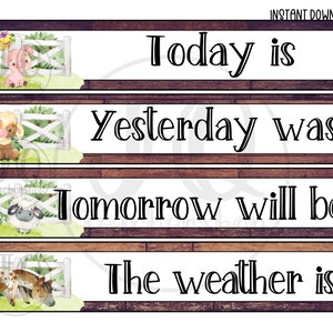 Printable Classroom Calendar, Farm Theme Calendar Set, Classroom Decor ...