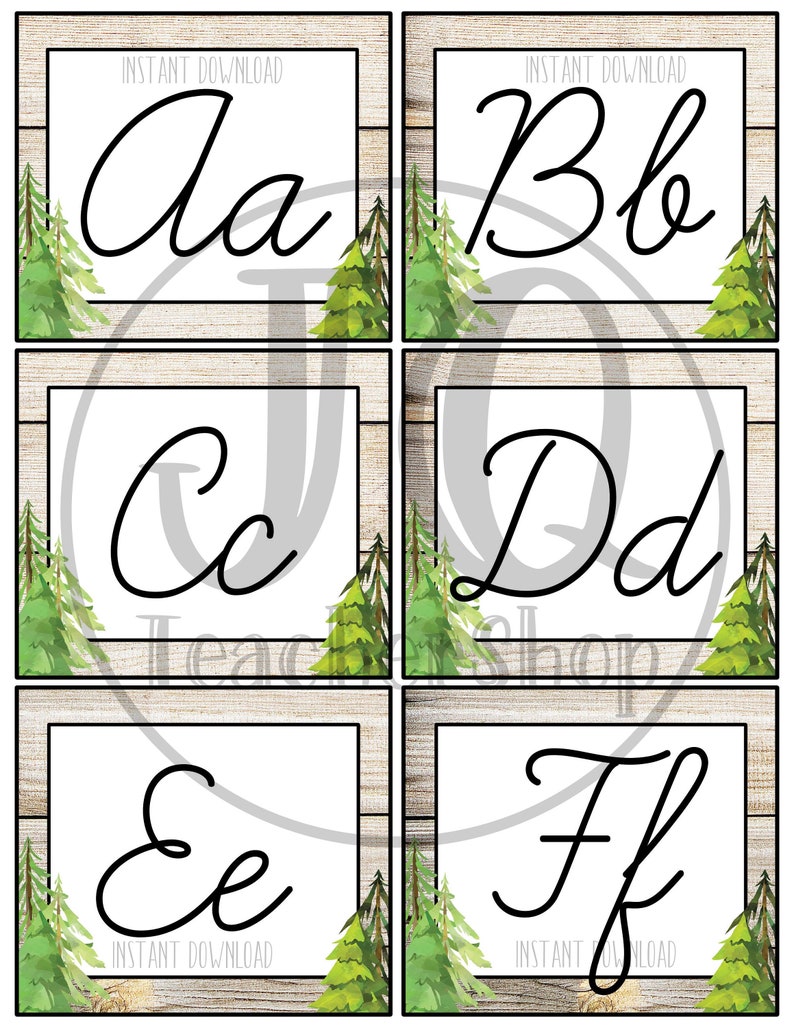 Woodland Alphabet Wall Cards, Print and Cursive (digital Download) - Etsy