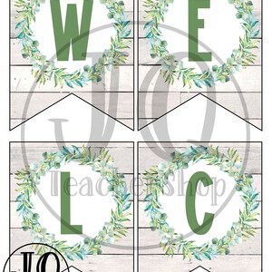 Printable Welcome Banner, Greenery Theme, Nature Theme Classroom Decor ...