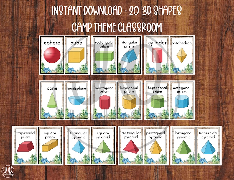 Printable 2d Shapes 3d Shapes Camp Theme Classroom Decor - Etsy Canada