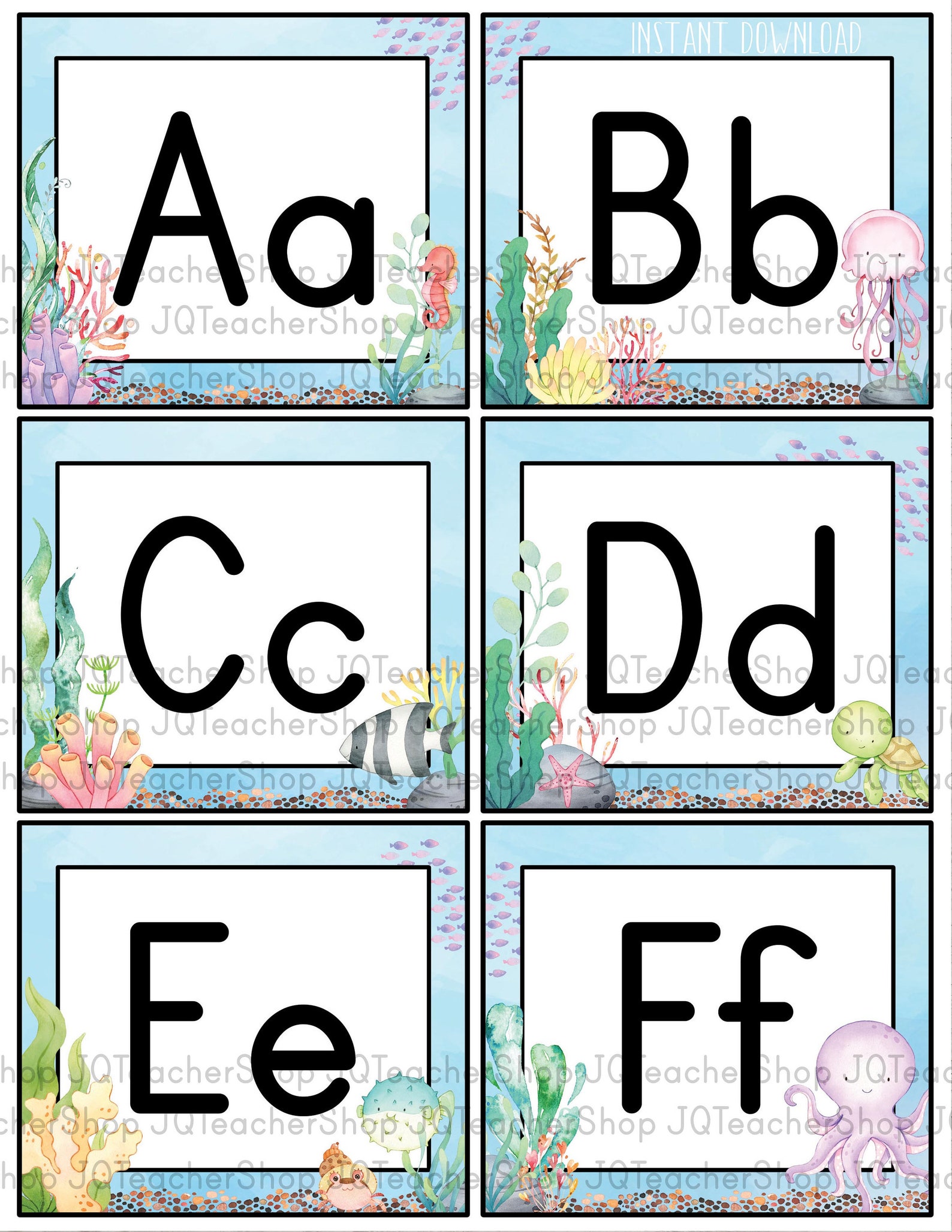 Ocean Theme Alphabet Wall Cards: Classroom Decor (digital Download) - Etsy