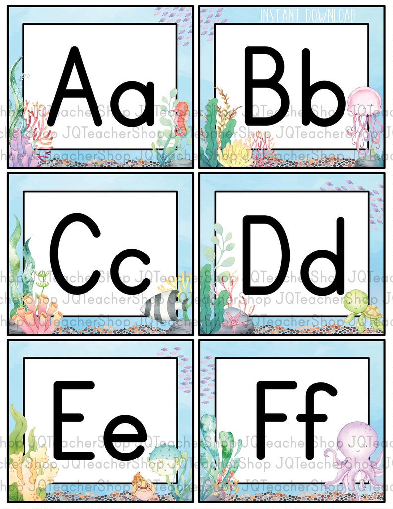 Instant Download, Alphabet Word Wall, Classroom Decor, Ocean Theme ...