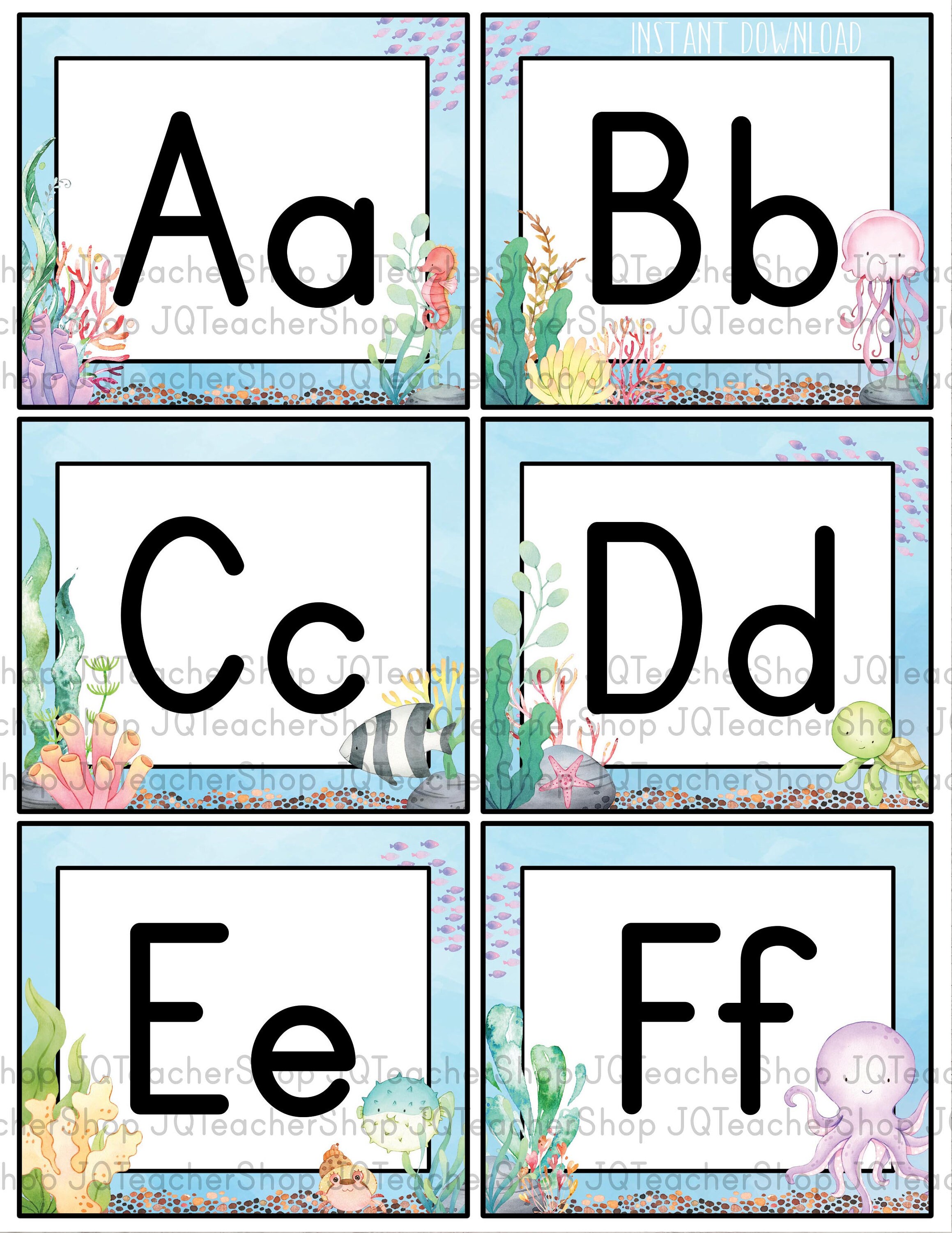 Instant Download, Alphabet Word Wall, Classroom Decor, Ocean Theme ...