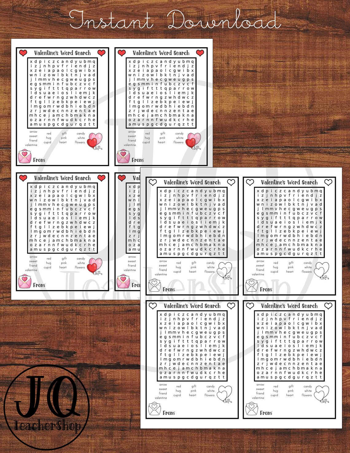 Printable Word Search Theme Valentine's Day Cards, Valentine From ...
