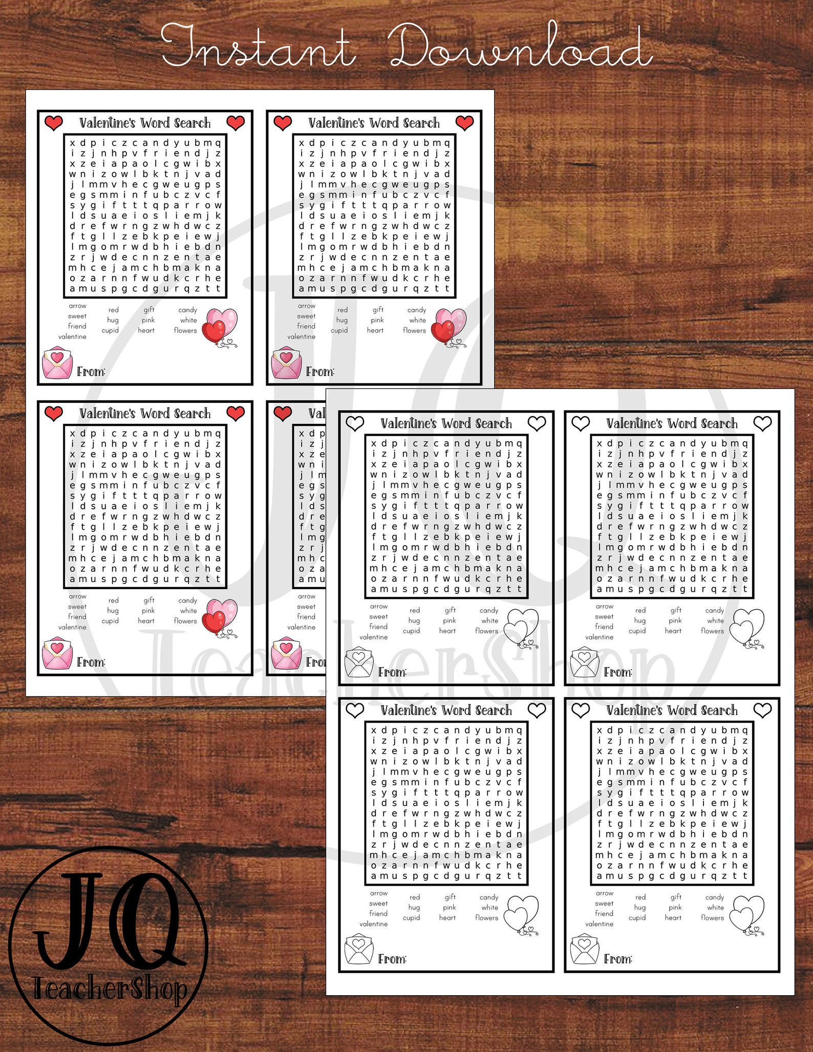 Printable Word Search Theme Valentine's Day Cards, Valentine From ...