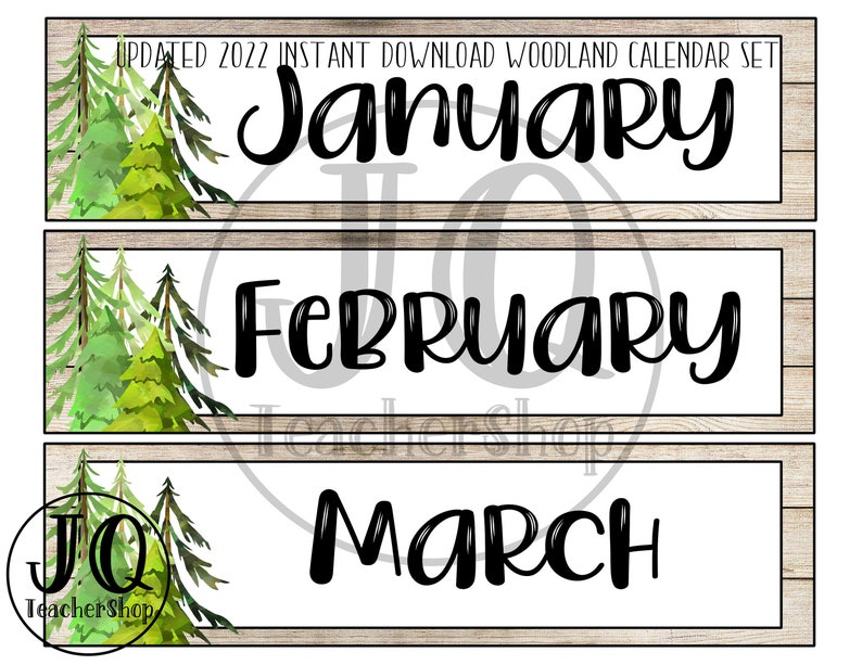 Printable Classroom Calendar Woodland Theme Classroom Wall - Etsy