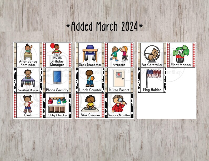 Farm Theme Classroom Jobs Decor: Rustic Oaks Cards (digital Download ...