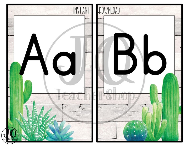 Printable Cactus Theme Alphabet, Classroom Alphabet, Alphabet Wall ...