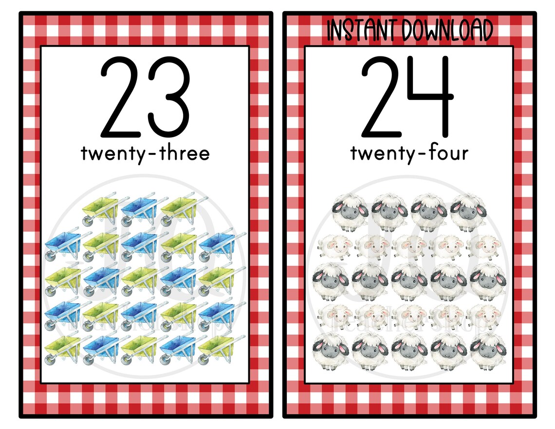 Printable, Farm Theme Number Wall Posters, Classroom Decor, Barnyard ...