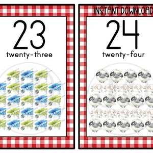 Printable, Farm Theme Number Wall Posters, Classroom Decor, Barnyard ...