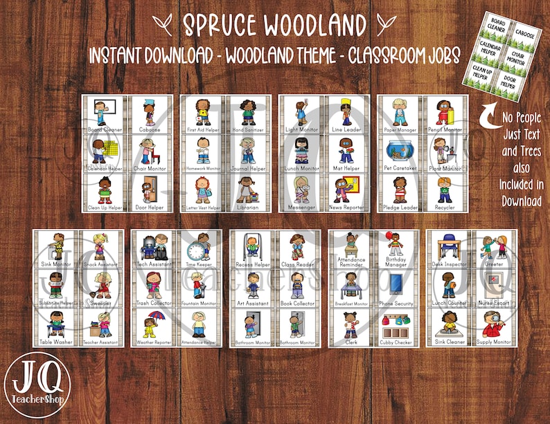 Printable Woodland Theme Classroom Decor, Classroom Jobs, Forest Theme ...