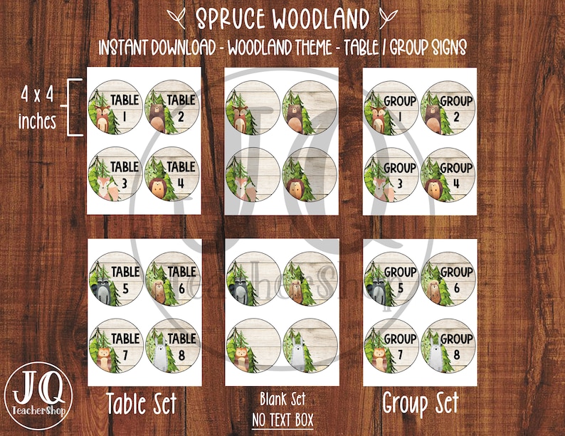 Woodland Animals Classroom Table Signs, Group Labels (digital Download ...