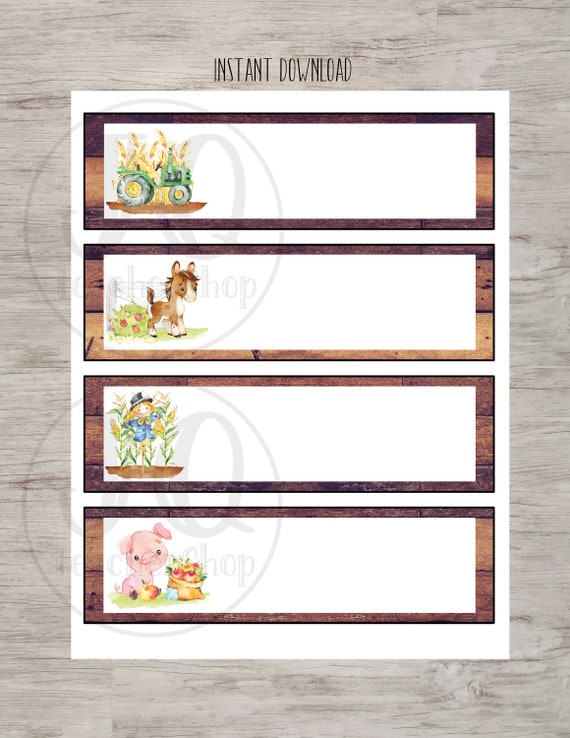 Printable Farm Theme Labels Blank Labels Farm Theme | Etsy