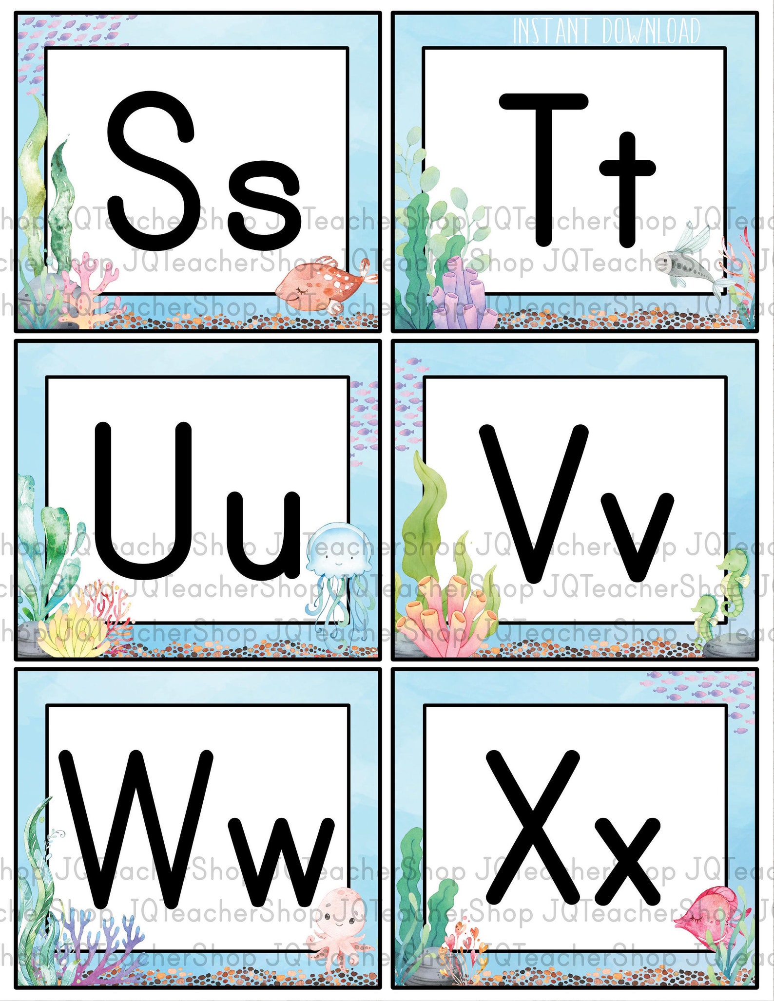 Ocean Theme Alphabet Wall Cards: Classroom Decor (digital Download) - Etsy
