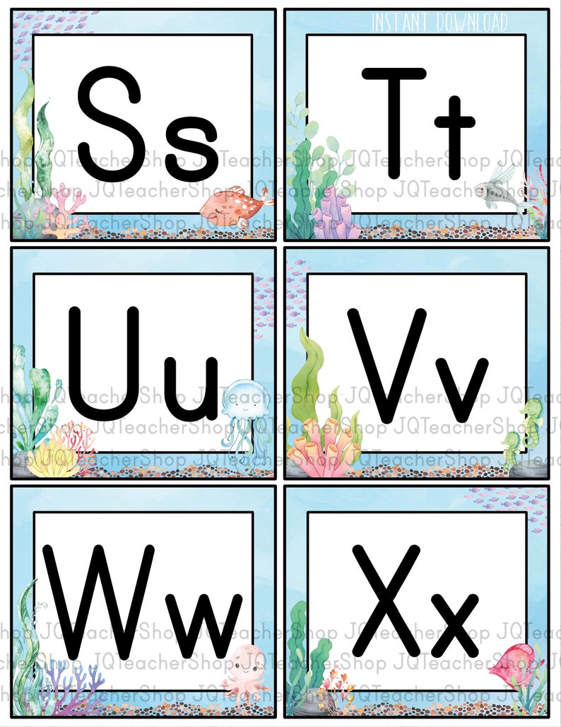 Instant Download Alphabet Word Wall Classroom Decor Ocean - Etsy