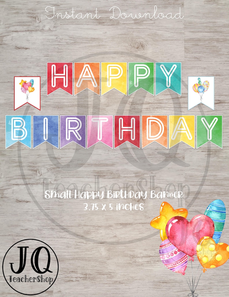 Watercolor Rainbow Happy Birthday Banner, Classroom Decor (digital ...