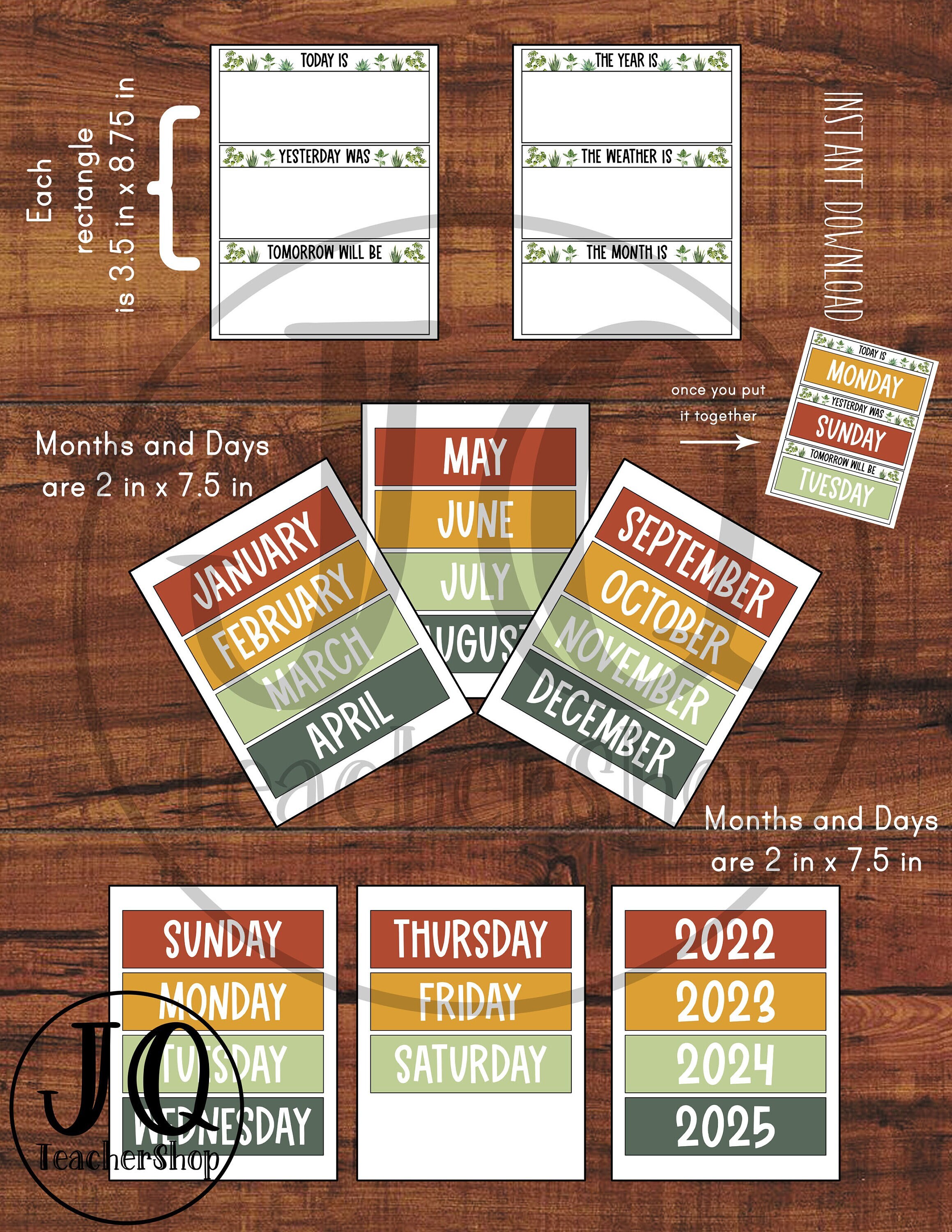 Toys Learning & School House Plant Theme Classroom Wall Calendar Set ...