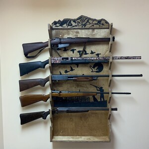 Wood Wall Gun Rack 5 or 6 Gun Holder - Etsy