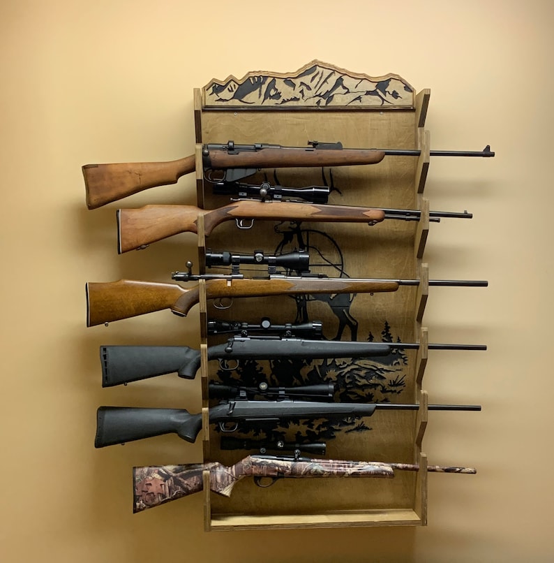 Wood Wall Gun Rack 5 or 6 Gun Holder - Etsy