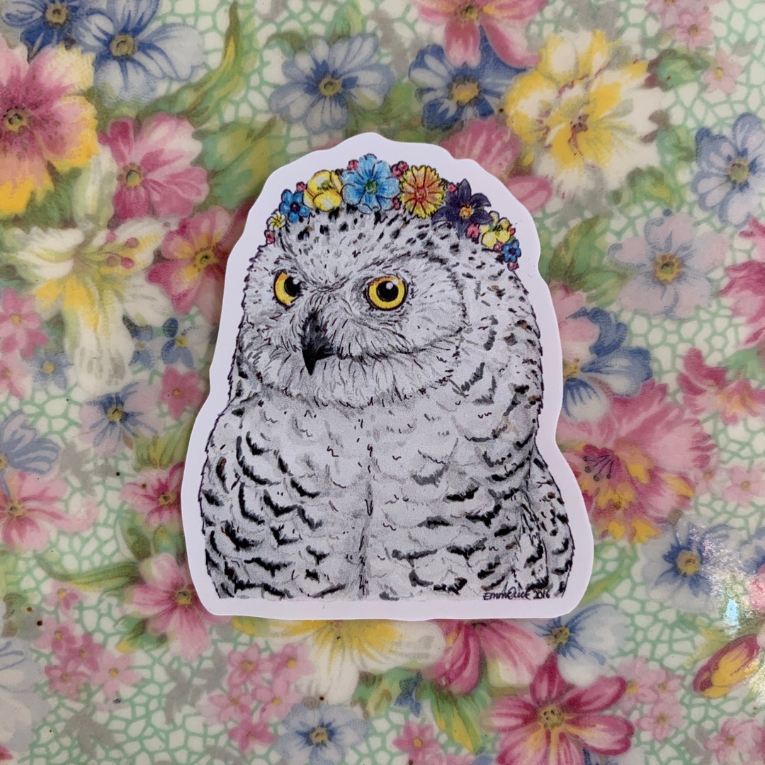 Hippy Snowy Owl Sticker 5cm - Etsy