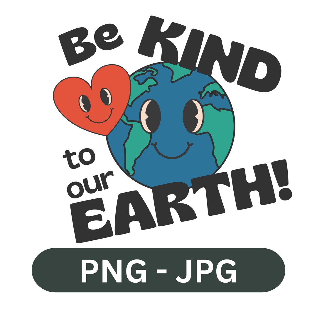 Be Kind Earth Day PNG: Retro Design for Cricut, Silhouette (digital ...