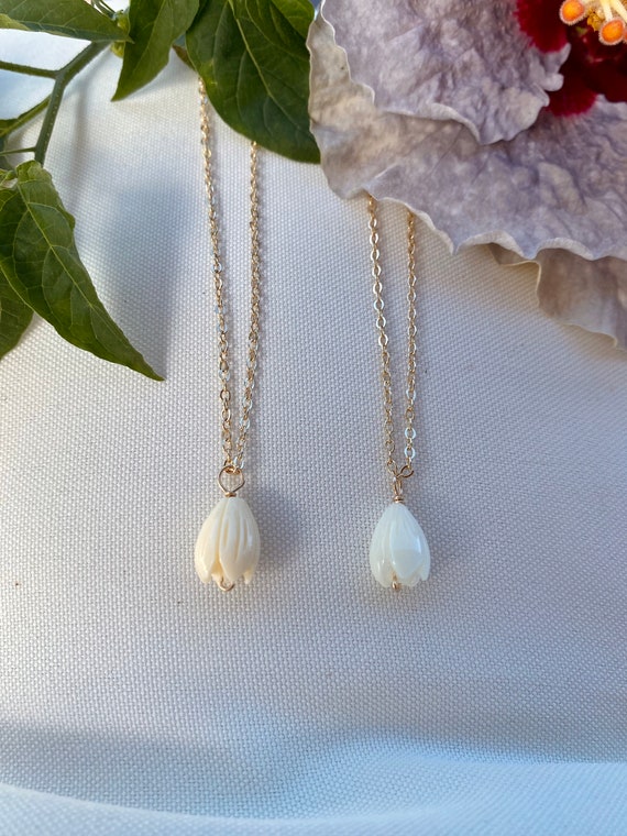 Pikake Droplet ʻekahi Necklace Single Pikake Drop Necklace | Etsy