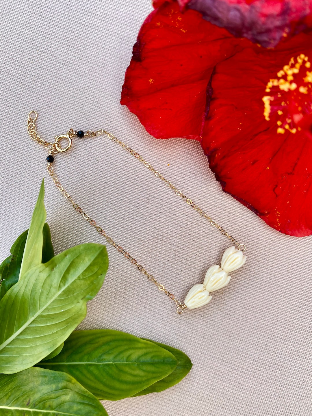 Pikake Flower ʻekolu Adjustable Bracelet | Vintage Hawaiian Jewelry ...